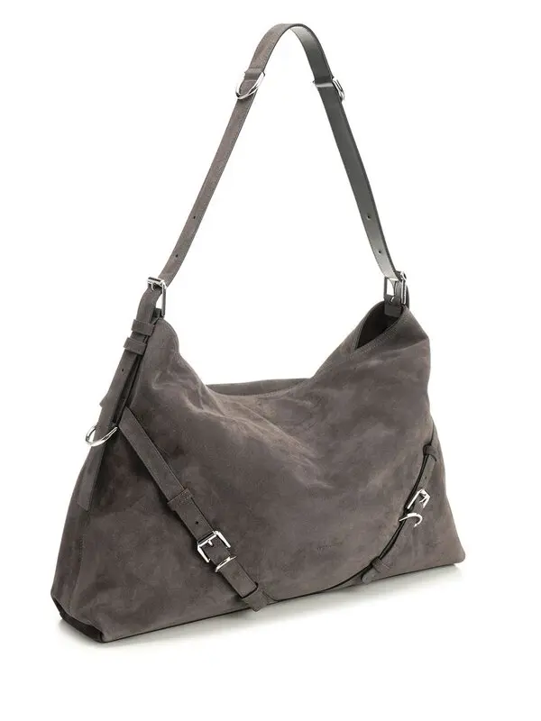 Givenchy Voyou Large Suede Shoulder Bag - Gray