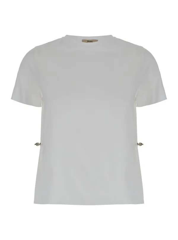 Herno Cotton T-shirt With Drawstring And Back Vent - White