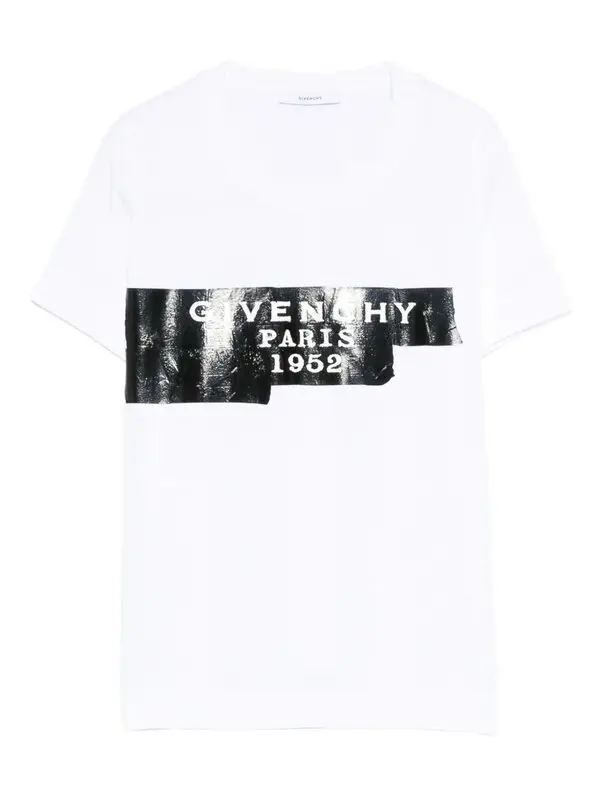 Givenchy Cotton T-shirt With Tape Print - White