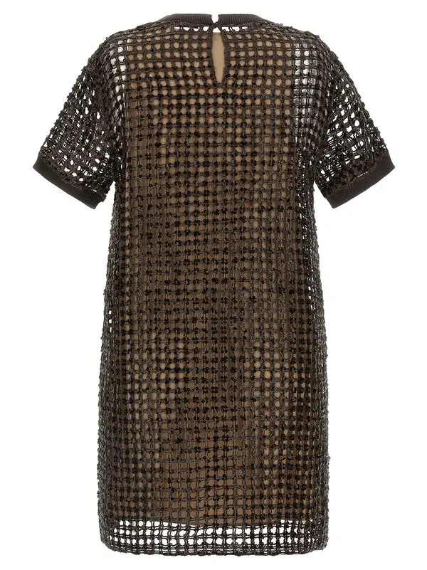 Brunello Cucinelli Sequin Mesh Mini Dress
