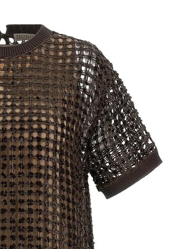 Brunello Cucinelli Sequin Mesh Mini Dress