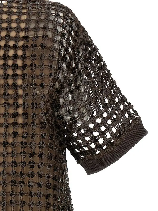 Brunello Cucinelli Sequin Mesh Mini Dress