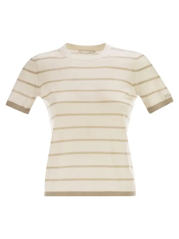 Max Mara Cashmere And Silk Knit Jumper With Embroidered Logo - Multicolor
