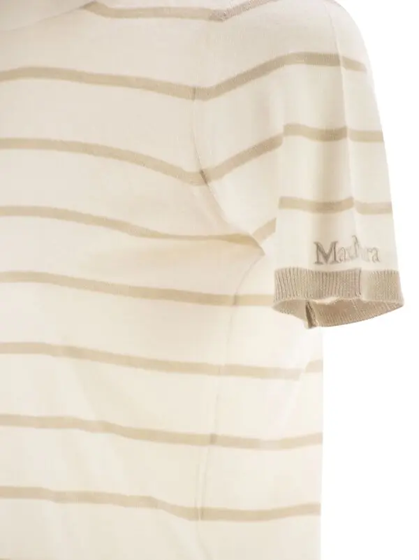Max Mara Cashmere And Silk Knit Jumper With Embroidered Logo - Multicolor