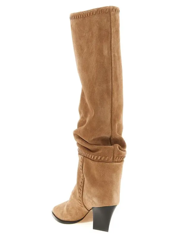 JIMMY CHOO Hart Suede Sculptural Heel Boots - Cream