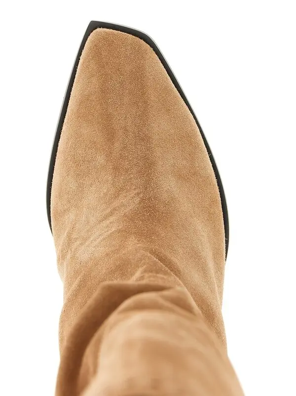 JIMMY CHOO Hart Suede Sculptural Heel Boots - Cream