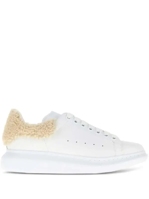 Alexander McQueen Oversized Sneakers With Shearling Heel Tab - White