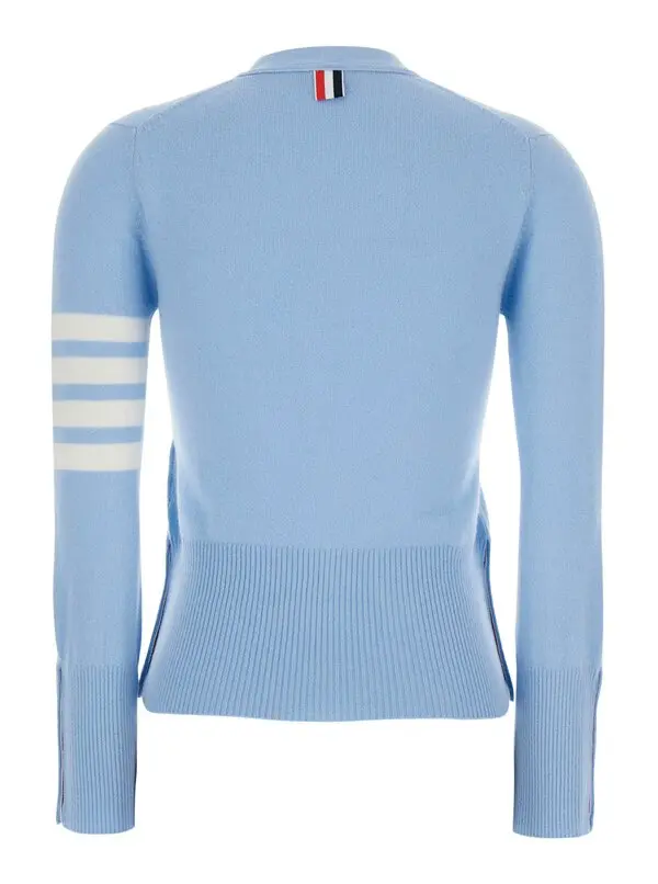 Thom Browne V-neck Cardigan With 4-bar Logo Detail - Multicolor