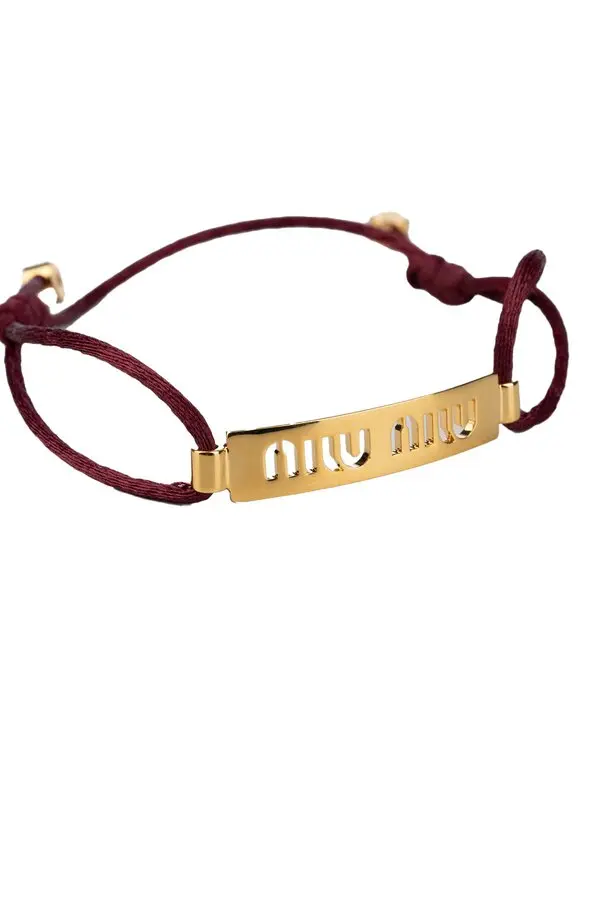 Miu Miu Gold Tone Logo Bracelet