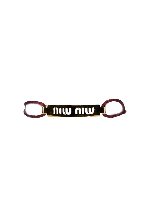 Miu Miu Gold Tone Logo Bracelet - Multicolor