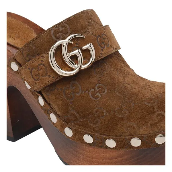 Gucci Double G Suede Platform Clogs