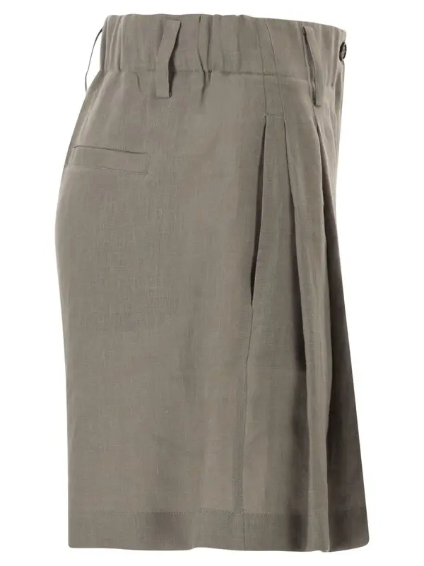 Brunello Cucinelli Tailored Linen Bermuda Shorts With Double Pleats