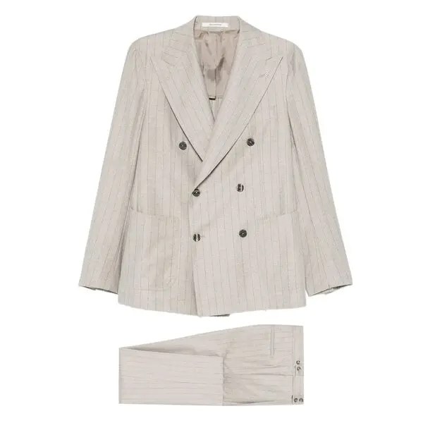 Tagliatore Grey Suits Double Breasted Suits - Gray