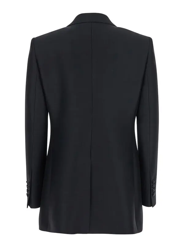 Dolce & Gabbana Black Double-breasted Jacket With Peak Lapels In Wool And Silk - Multicolor