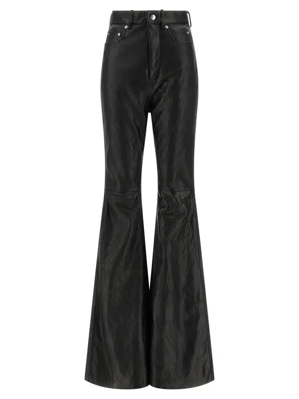Rick Owens Bolan Bootcut Leather Trousers - Black