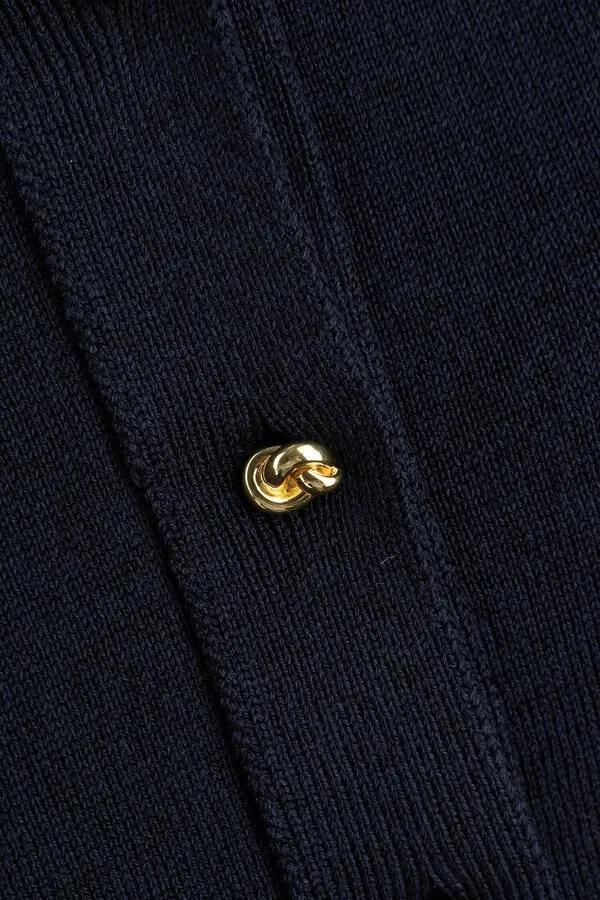Bottega Veneta Knotted Cardigan With Gold Tone Buttons