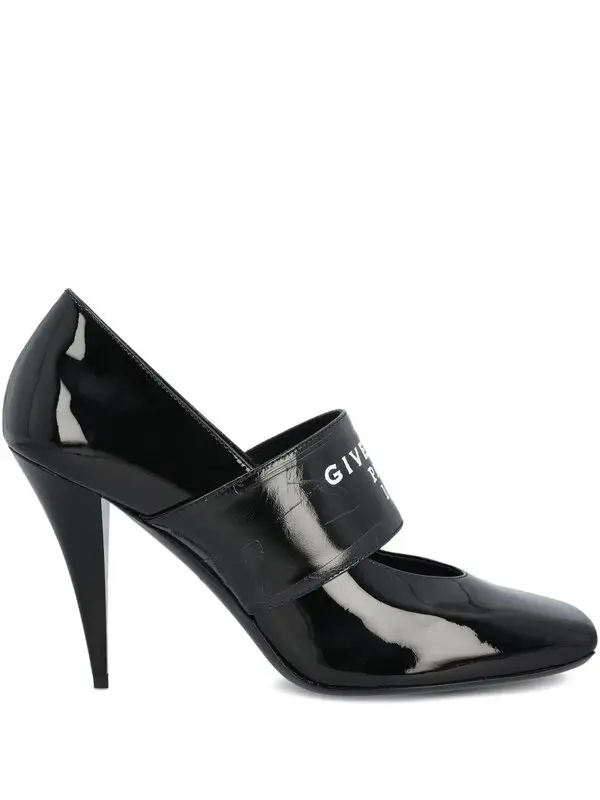 Givenchy Sliced Square Tape Heels In Patent Leather - Black