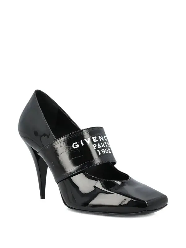 Givenchy Sliced Square Tape Heels In Patent Leather - Black