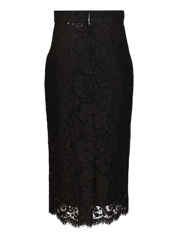 Dolce & Gabbana Stretch Lace Midi Skirt - Black