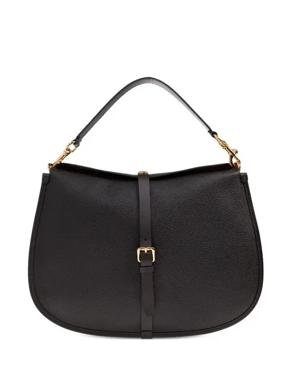 Etro Extra-large Leather Shoulder Bag With Buckle Fastening - Brown