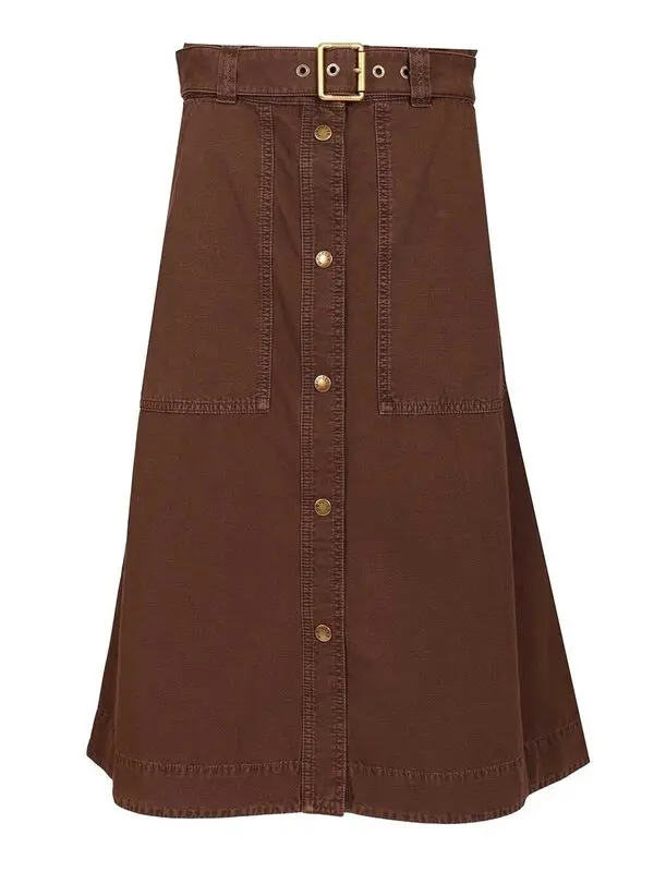 Moncler Cotton Midi Skirt With Belt - Multicolor