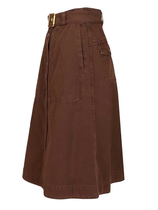 Moncler Cotton Midi Skirt With Belt - Multicolor