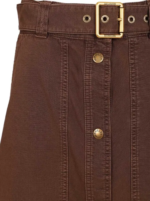 Moncler Cotton Midi Skirt With Belt - Multicolor