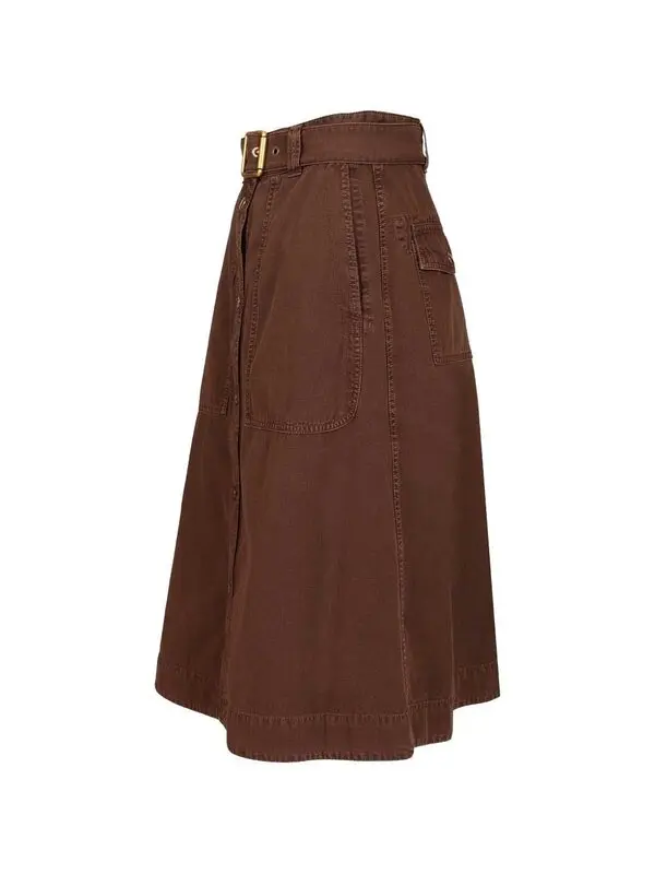 Moncler Cotton Midi Skirt With Belt - Multicolor