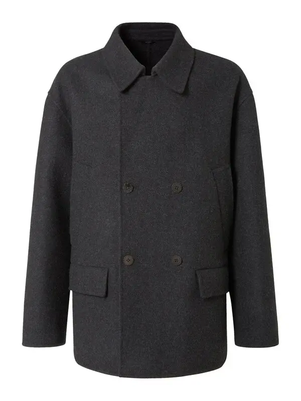Fendi Wool Double-breasted Pea Coat - Gray