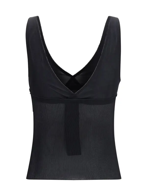 Saint Laurent Ribbed Silk Jersey Lace-trim Tank Top
