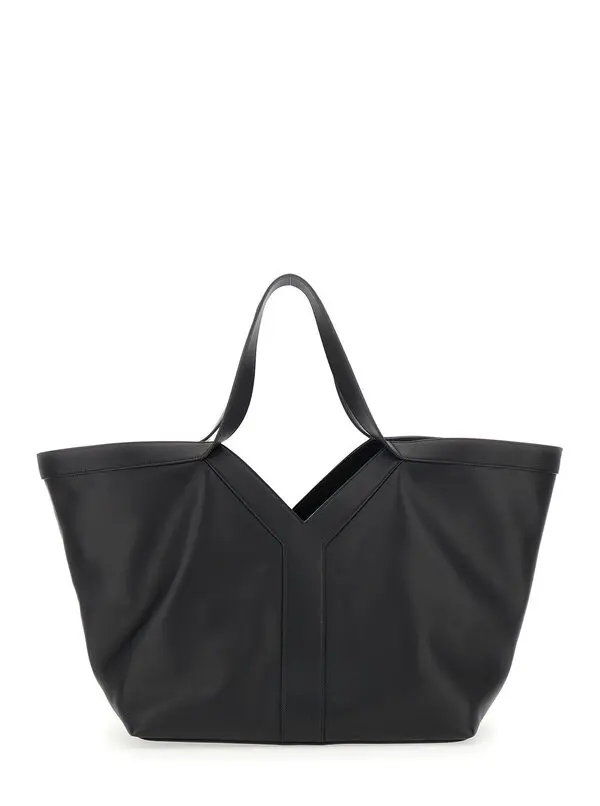 Saint Laurent Leather Shoulder Bag With Hook Closure - Black