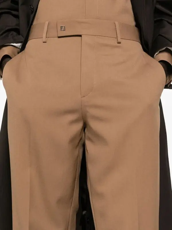 Fendi Wool Cigarette Trousers - Brown