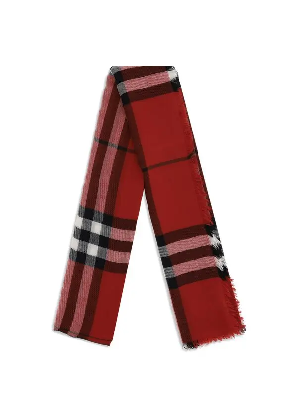 Burberry Wool Check Wide Scarf - Red