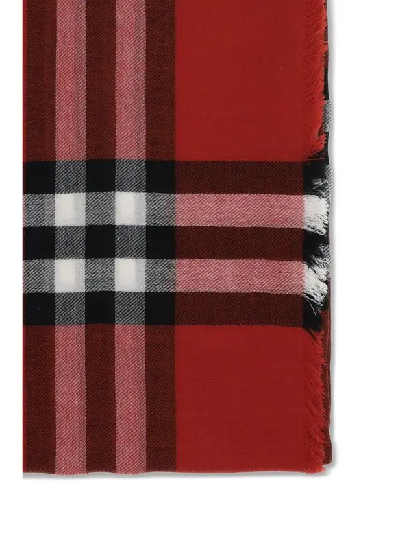 Burberry Wool Check Wide Scarf - Red