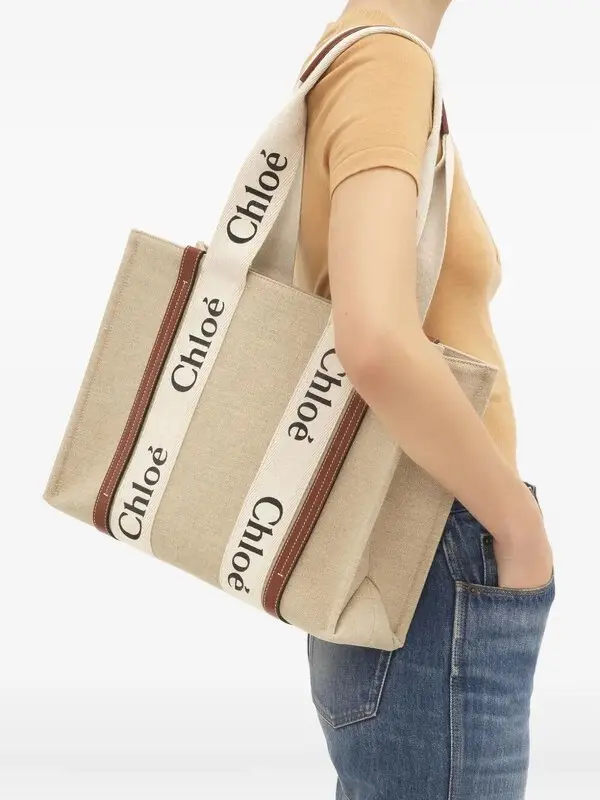 Chloé Woody Linen Tote Bag - Multicolor
