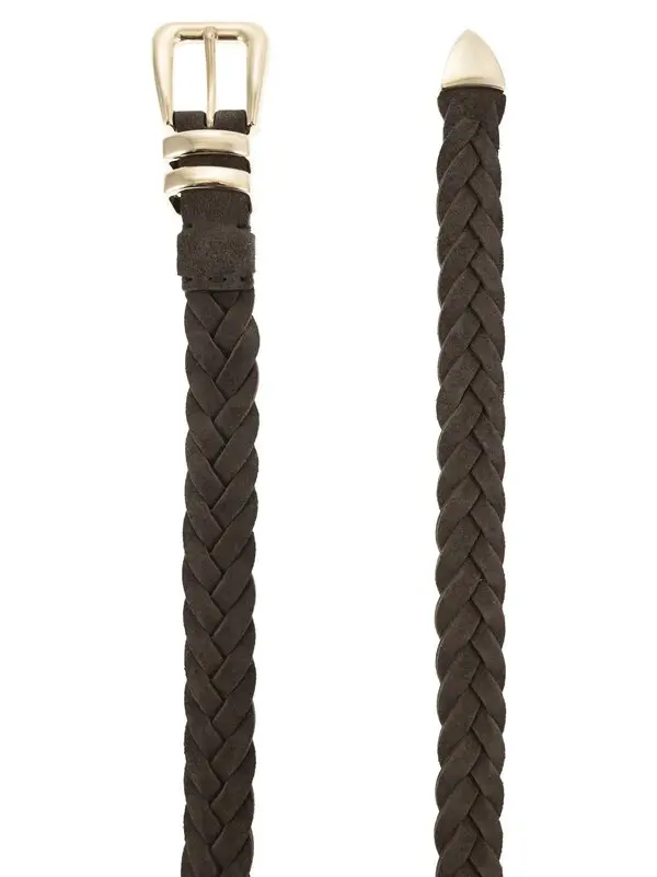Brunello Cucinelli Reversed Calfskin Braided Belt