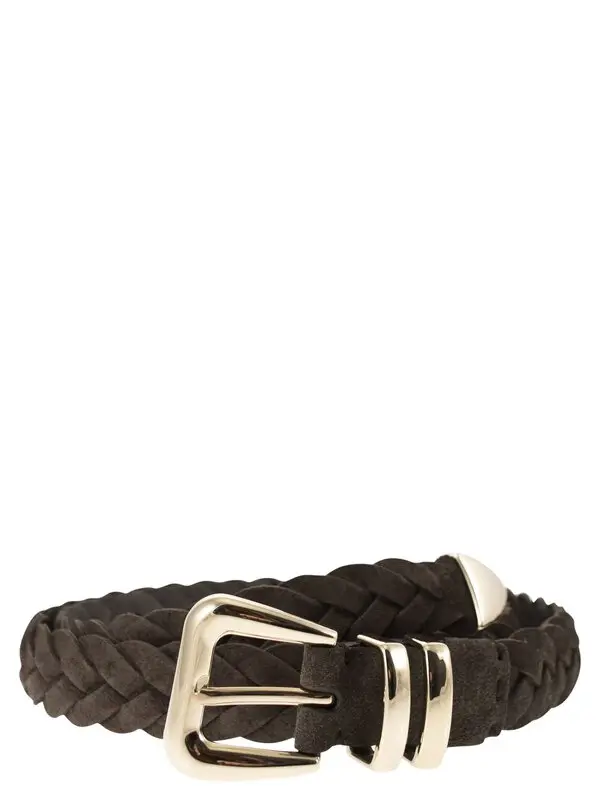 Brunello Cucinelli Reversed Calfskin Braided Belt - Brown