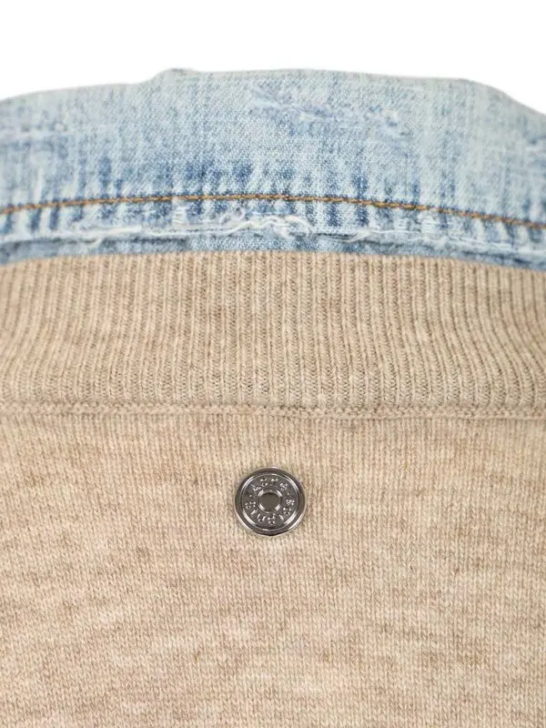 Acne Studios Layered Wool And Denim Crewneck Sweater