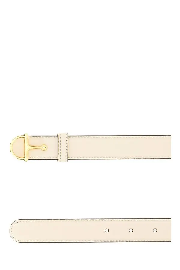 Gucci Leather Belt With Gold Tone Hardware
