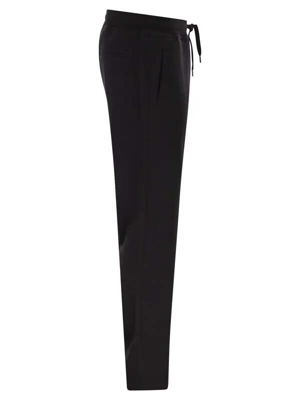 Brunello Cucinelli Techno Cotton Fleece Drawstring Trousers - Black