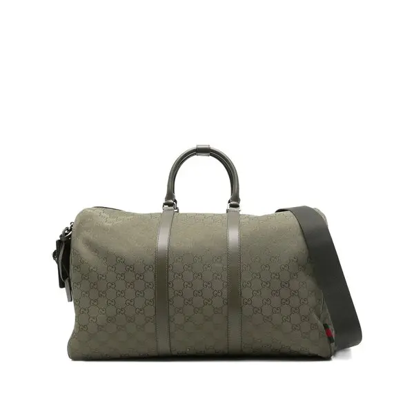 Gucci Monogrammed Duffle Bag With Top Handles And Detachable Shoulder Strap - Green