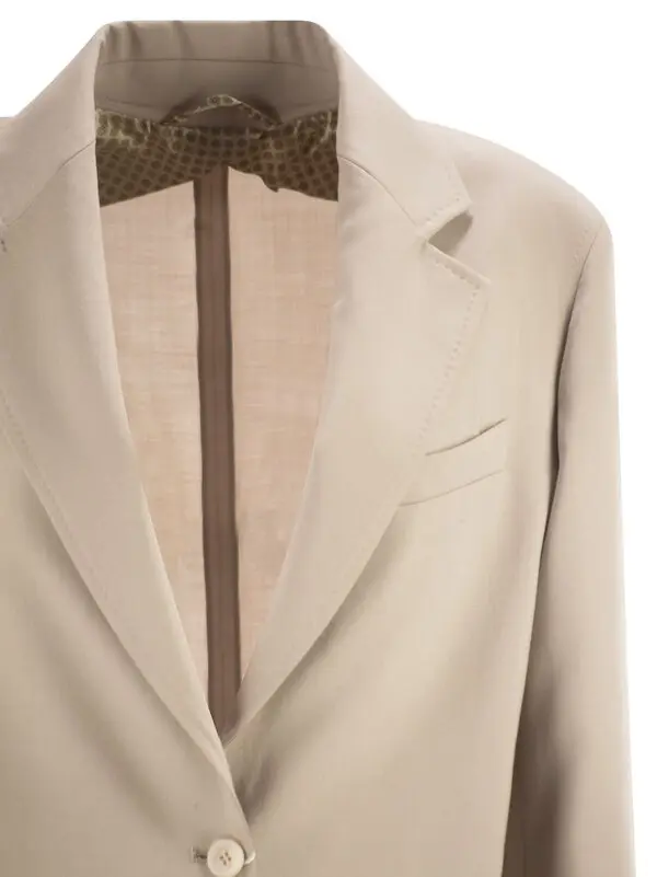 Max Mara Single-breasted Jacket In Wool, Mohair, And Silk Blend - Cream