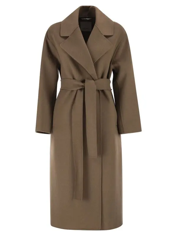 Max Mara Long Wool Drape Coat - Brown