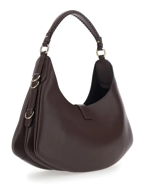 GANNI Kat Piccola" Leather Shoulder Bag With Logo Plate - Multicolor