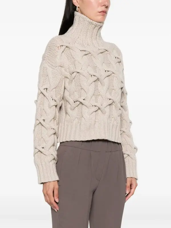 Brunello Cucinelli Cable Knit Cashmere Turtleneck Sweater - Multicolor