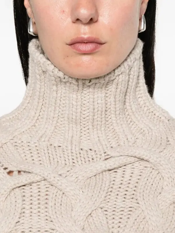 Brunello Cucinelli Cable Knit Cashmere Turtleneck Sweater - Multicolor