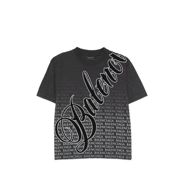 Balenciaga Graphic Logo Print Cotton T-shirt - Black