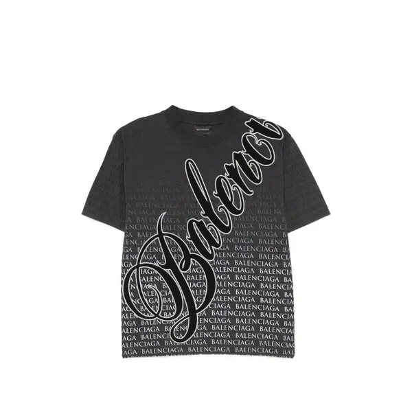 Balenciaga Graphic Logo Print Cotton T-shirt - Black