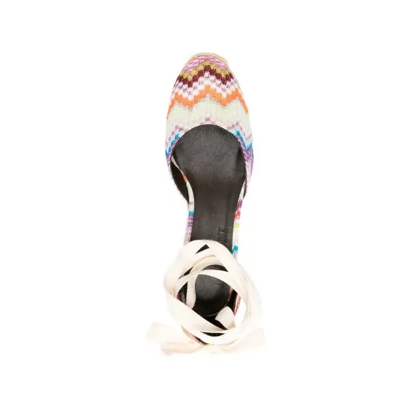 Missoni Chevron Pattern Wedge Espadrilles - Orange
