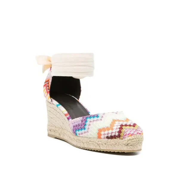 Missoni Chevron Pattern Wedge Espadrilles - Orange